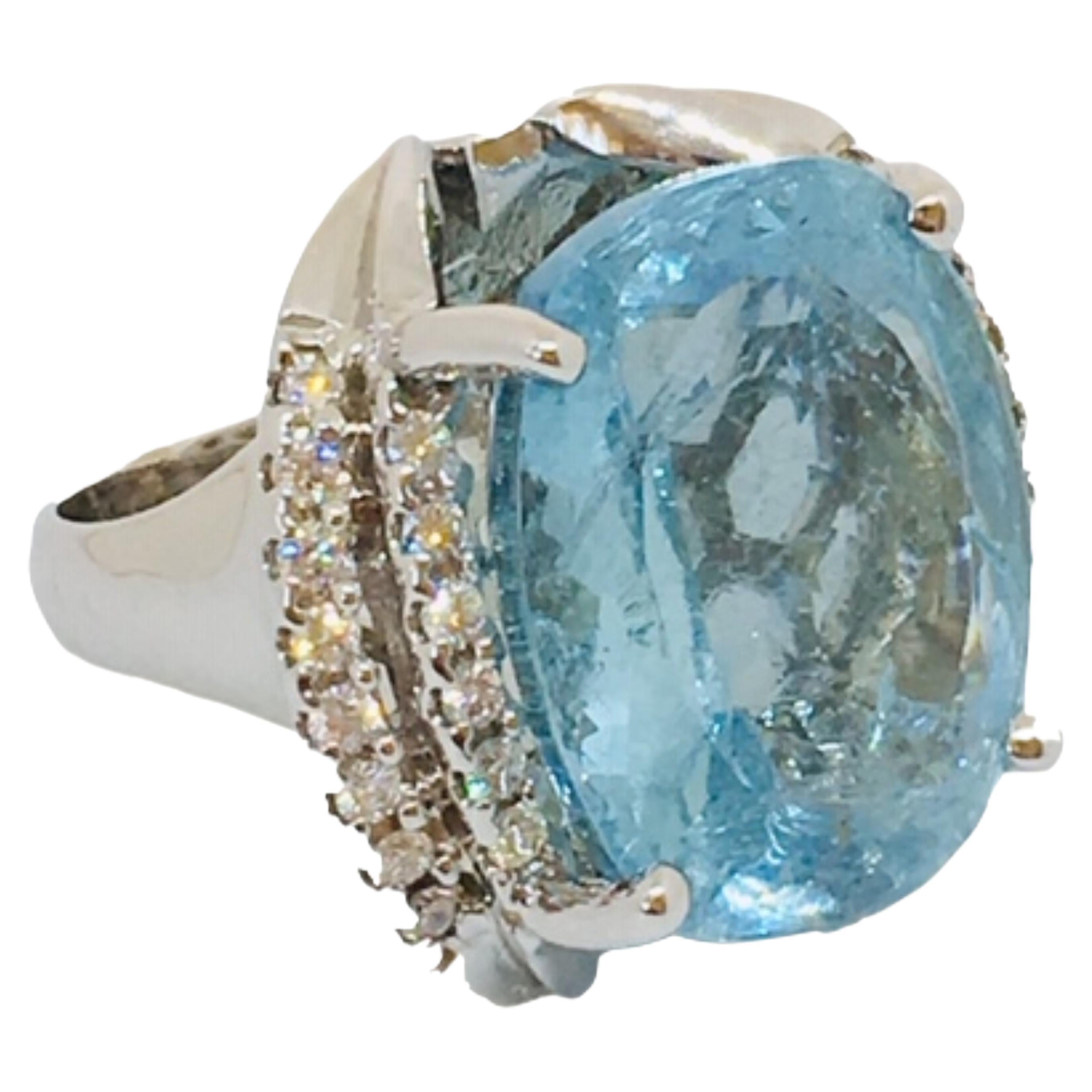 1960's Luth Bijoux French Whimsical Aquamarine and Diamond Gold Ring at ...