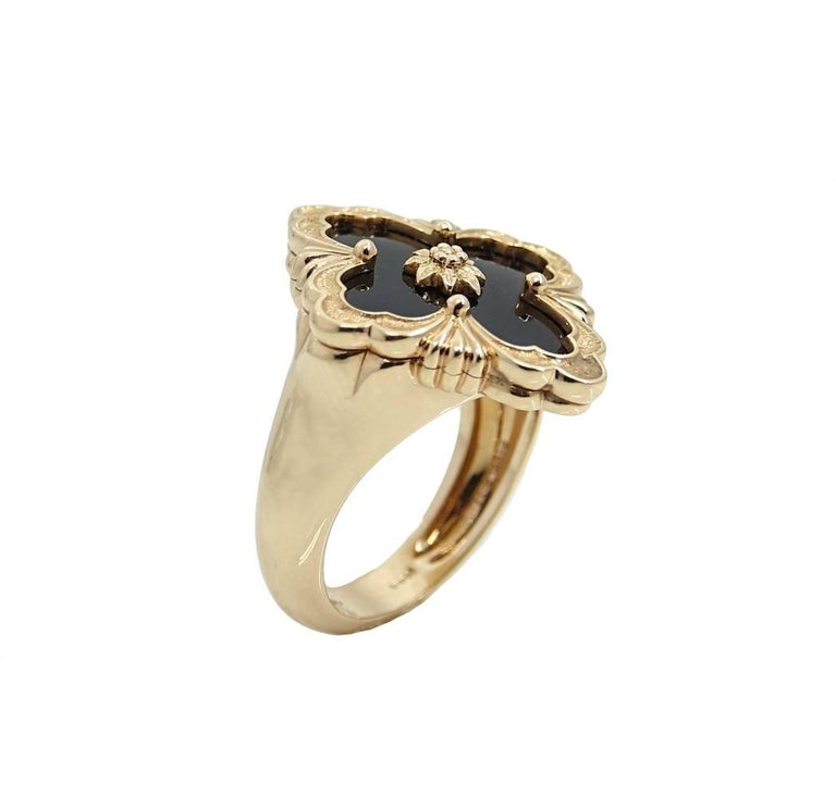 Buccellati "Opera" Collection Black Onyx Rose Gold Ring For Sale at 1stDibs