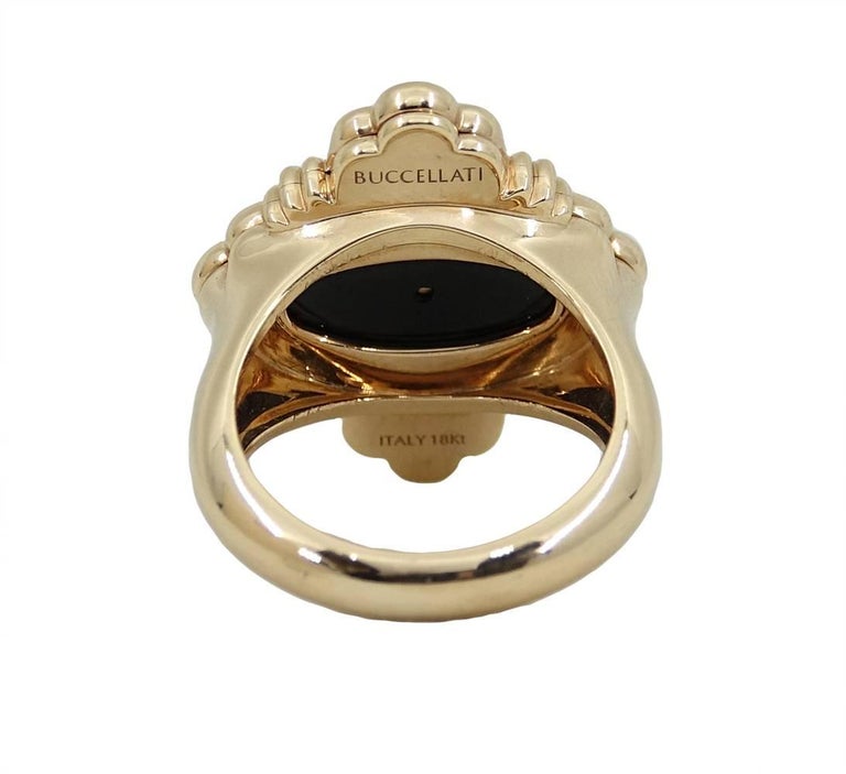 Buccellati "Opera" Collection Black Onyx Rose Gold Ring For Sale at 1stDibs