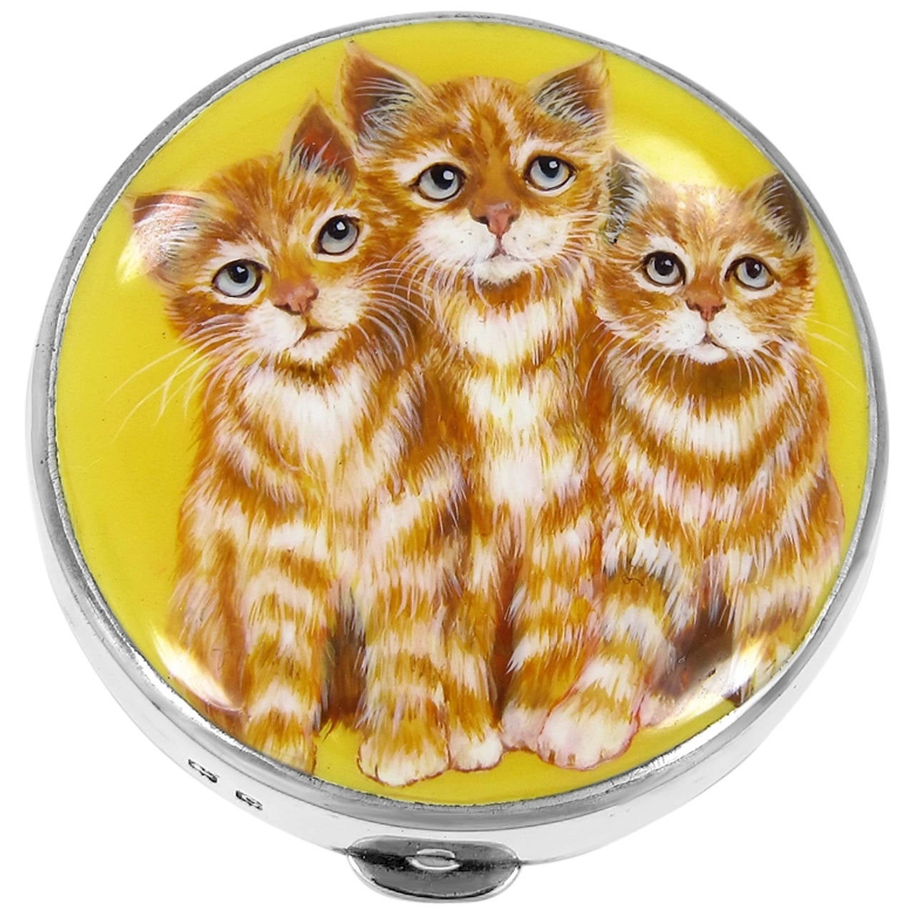 Henry Mathews Enamel Silver Case with Kittens c1923 at 1stDibs