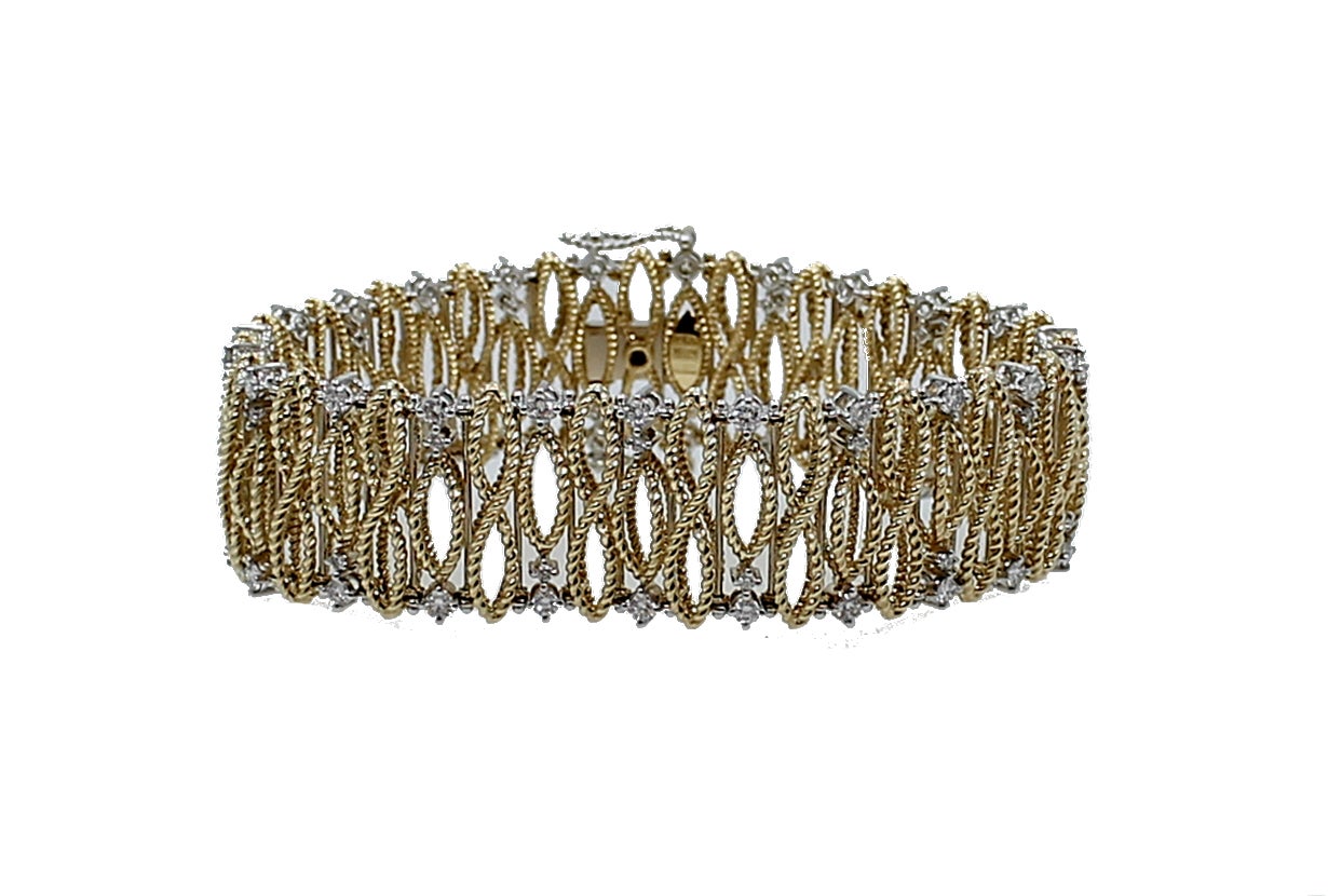 Roberto Coin Diamond Gold Barocco Bracelet For Sale at 1stDibs