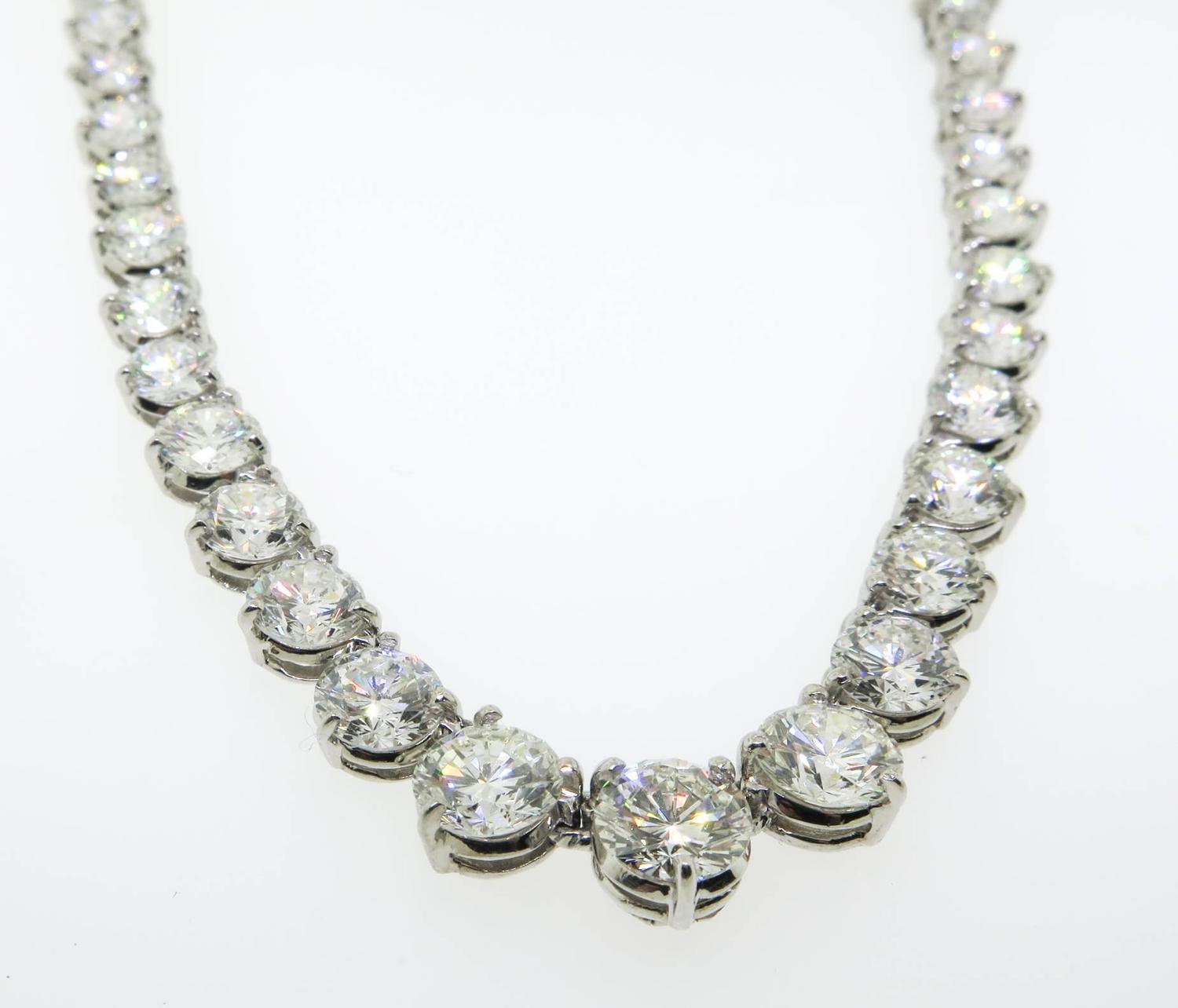 Large Diamond Gold Graduated Riviere Necklace at 1stdibs