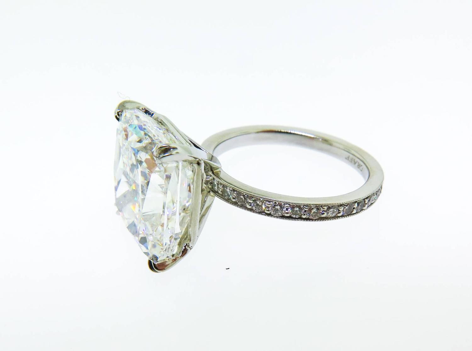 Graff 9.34 Carat Cushion-Cut Diamond Platinum Engagement Ring at 1stdibs