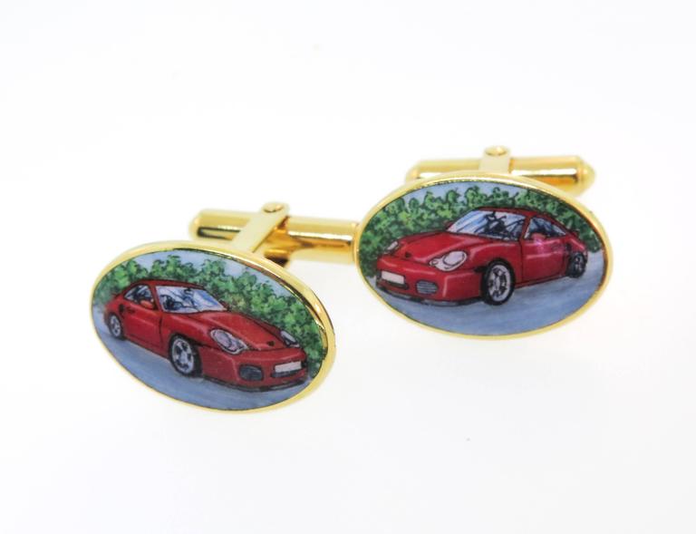 Gold Porsche 911 Cufflinks by Brixton and Gill at 1stDibs | porsche ...