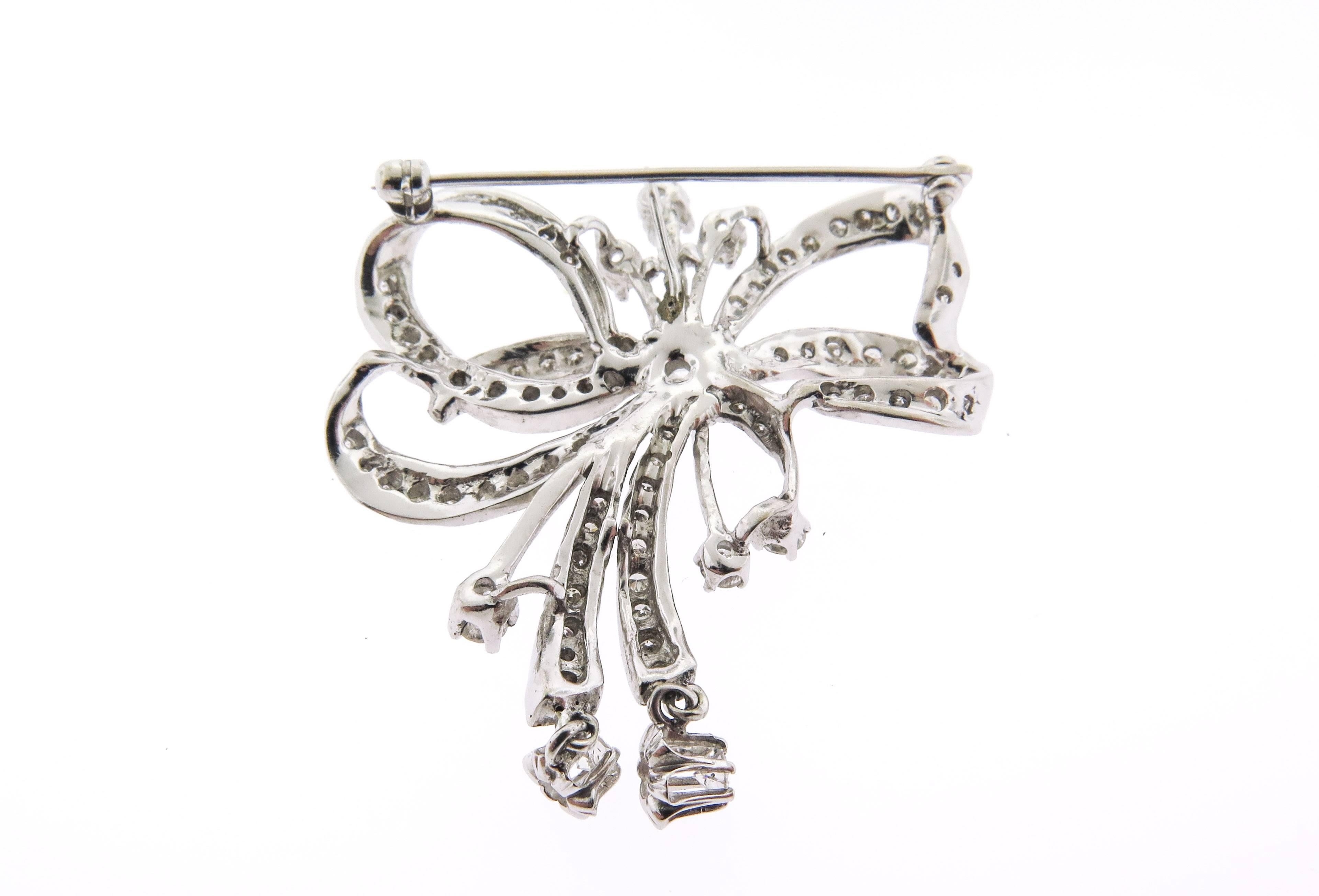 White Gold Diamond Brooch at 1stDibs