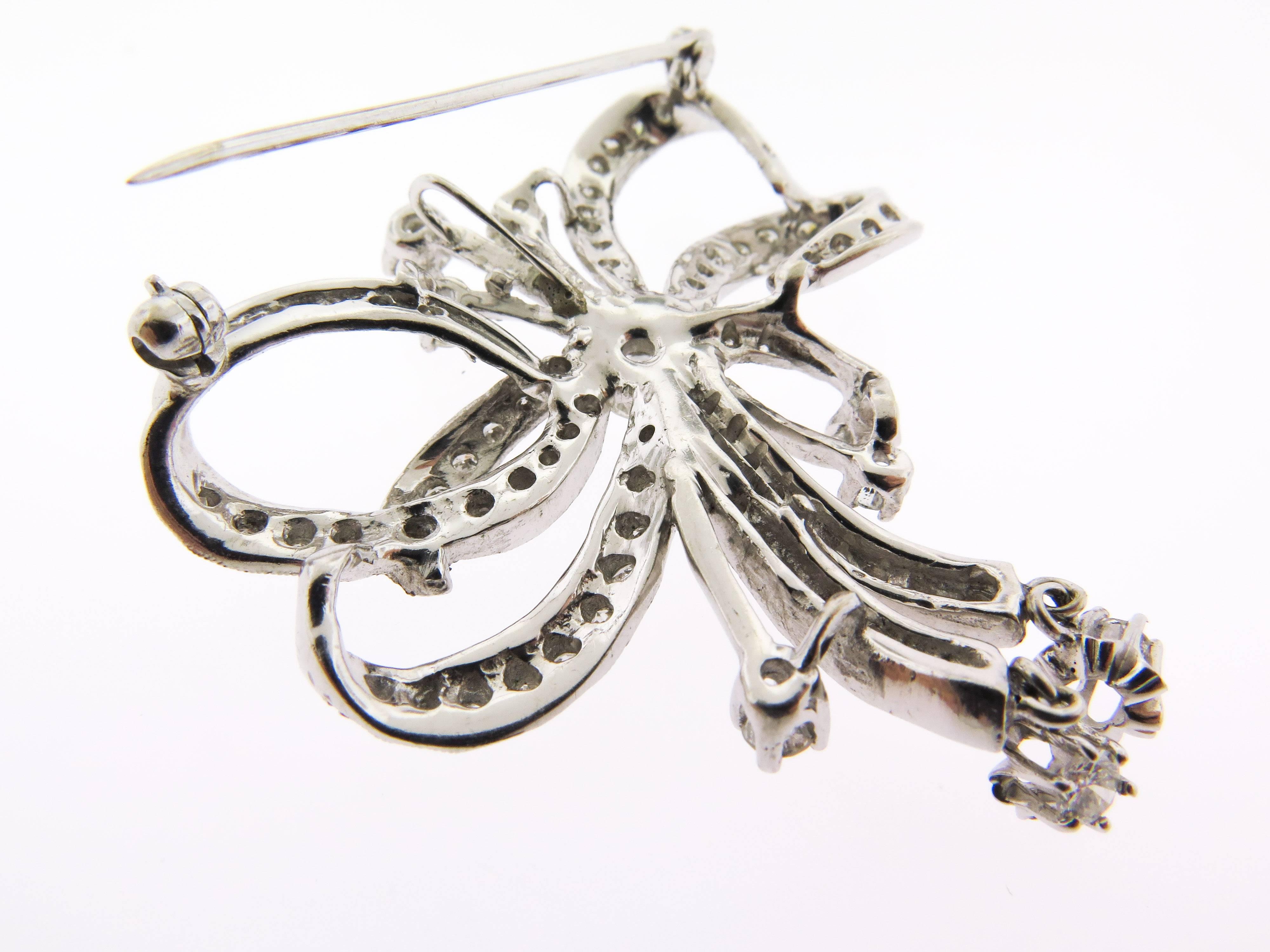 White Gold Diamond Brooch at 1stDibs