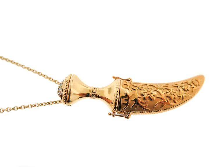 Carrera y Carrera Diamond encrusted Dagger and Sheath Gold Pendant at ...