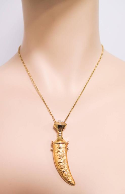 Carrera y Carrera Diamond encrusted Dagger and Sheath Gold Pendant at ...