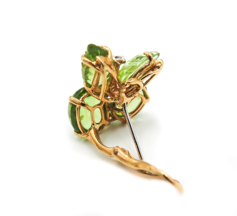 Peridot Carved Gold Earrings at 1stDibs