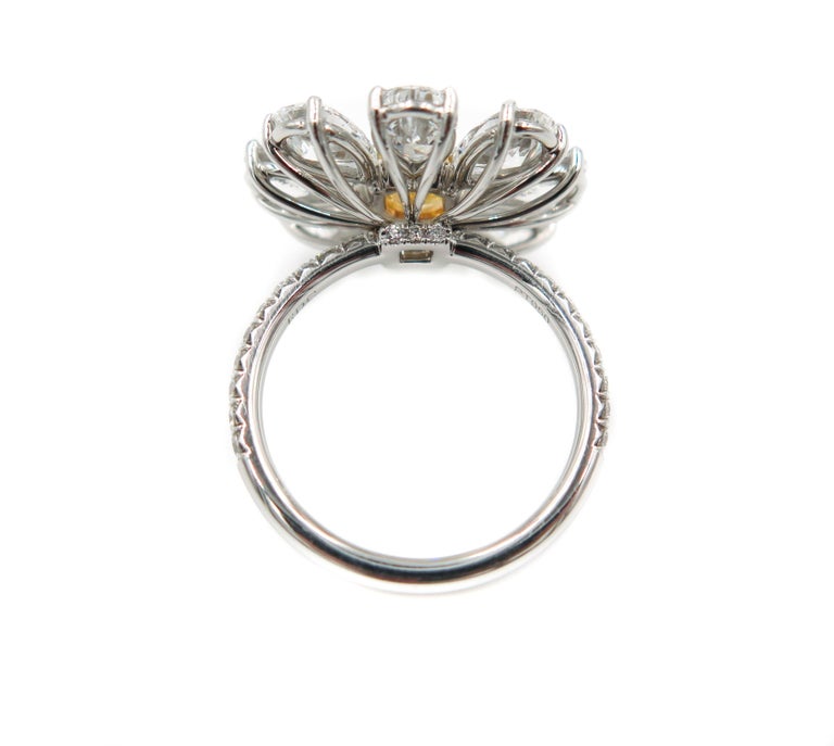 Diamond Flower Platinum Ring at 1stDibs