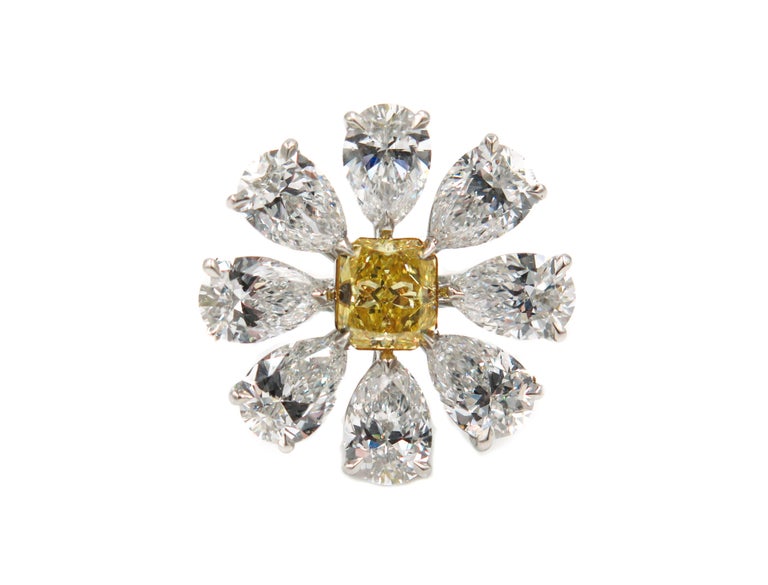 Diamond Flower Platinum Ring at 1stDibs
