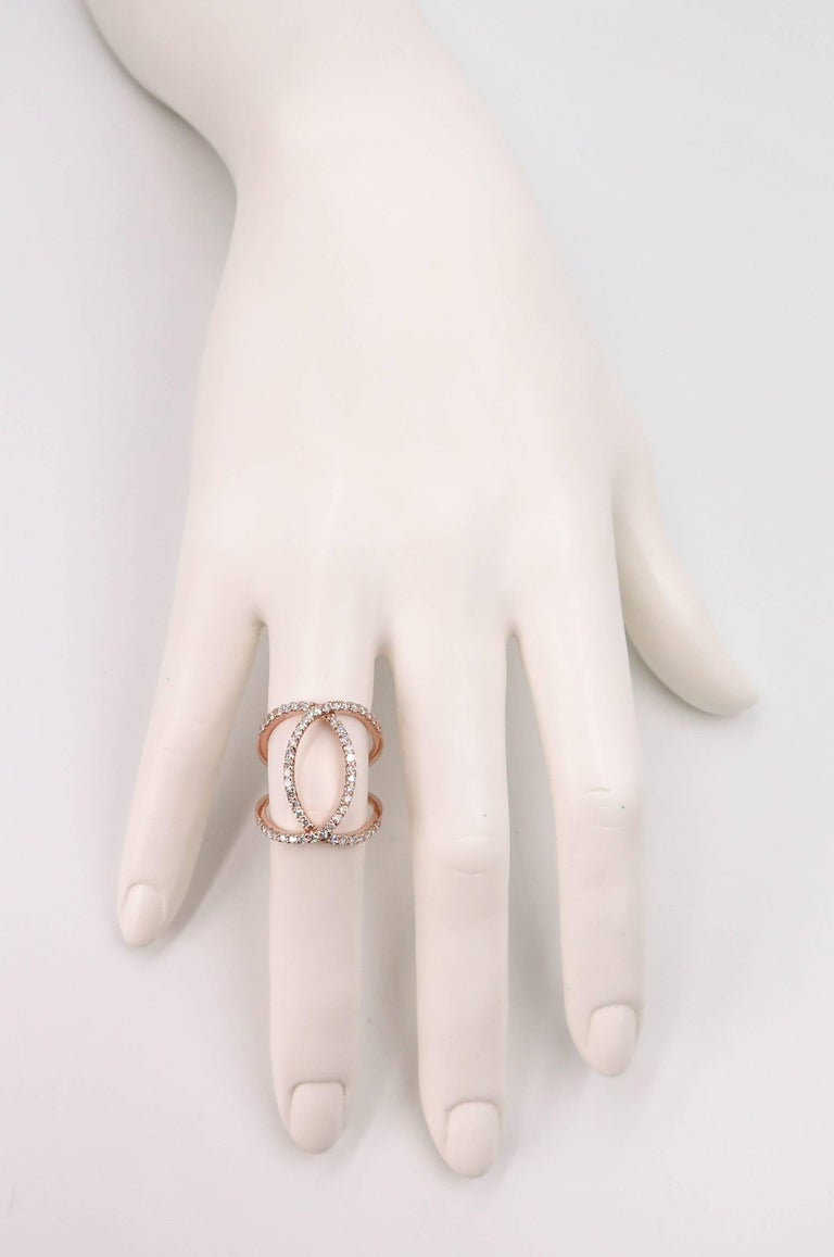 Diamond Interlocking Circles Rose Gold Ring at 1stDibs