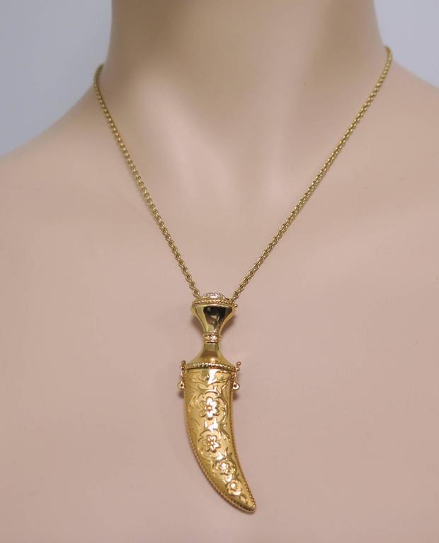 Carrera y Carrera Diamond encrusted Dagger and Sheath Gold Pendant at ...