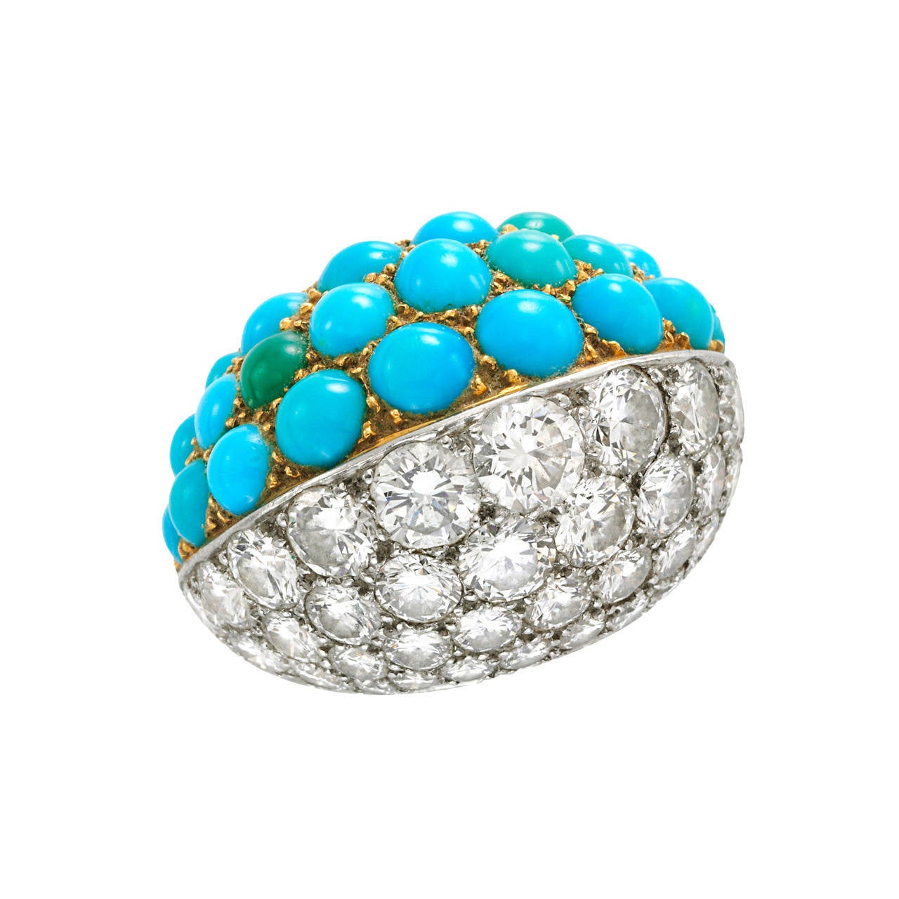 Cartier Paris Turquoise Diamond Cocktail Ring For Sale at 1stDibs