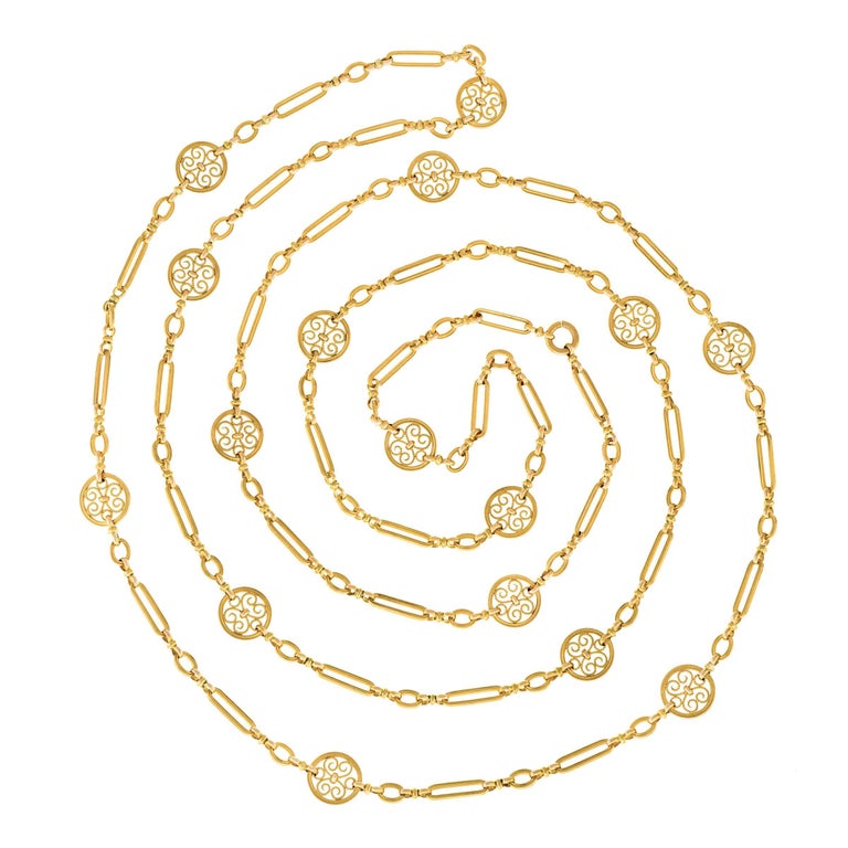Antique French 44-Inch Gold Filigree Necklace at 1stDibs | french ...