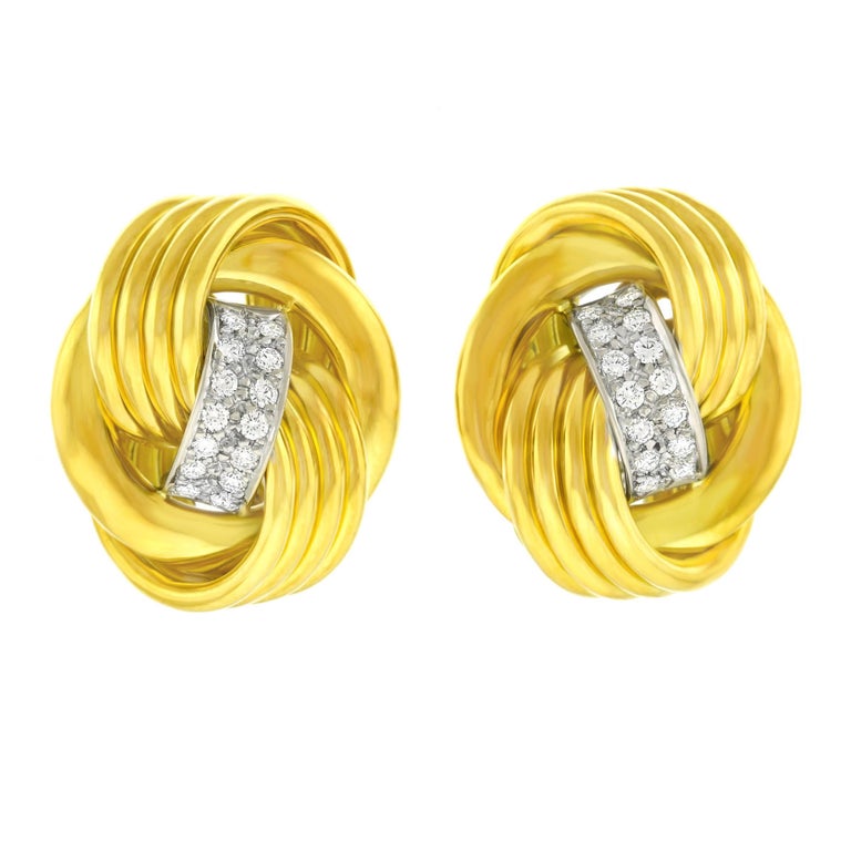 Meister Gold and Diamond Knot Earrings For Sale at 1stDibs | meister ...
