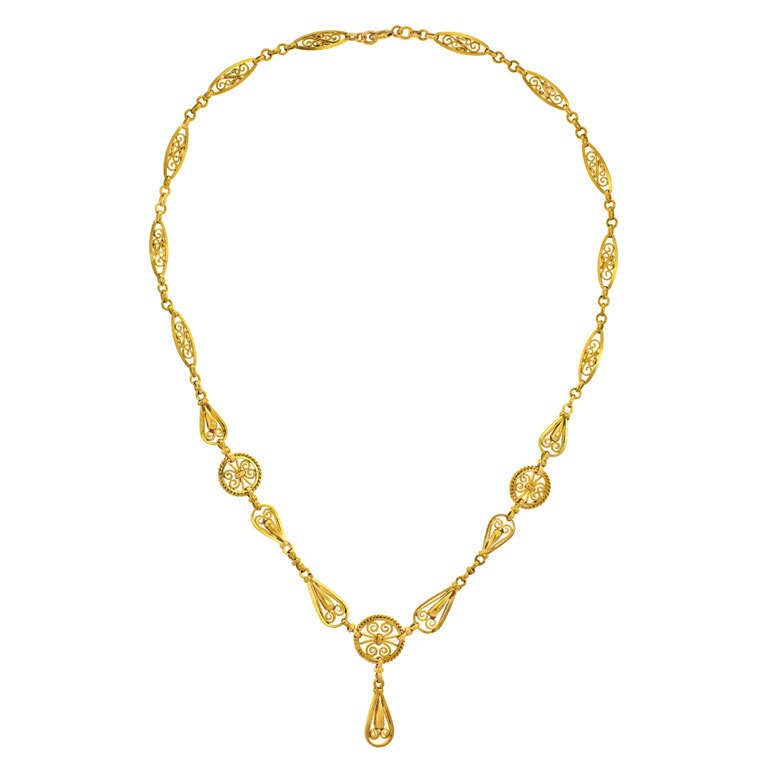 Antique French Filigree Necklace at 1stDibs