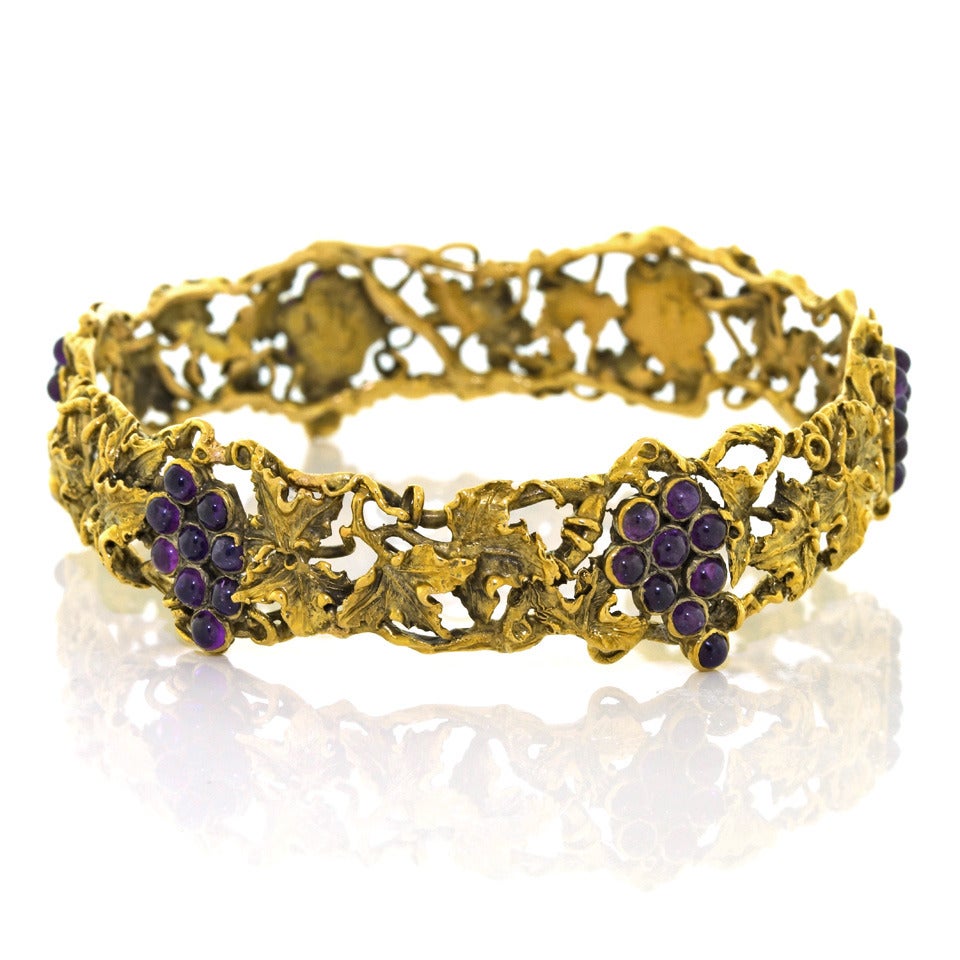 Arts and Crafts Grape Motif Bangle at 1stDibs
