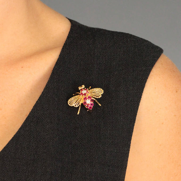 Cartier Ruby Diamond Bee Pin at 1stDibs | cartier bee
