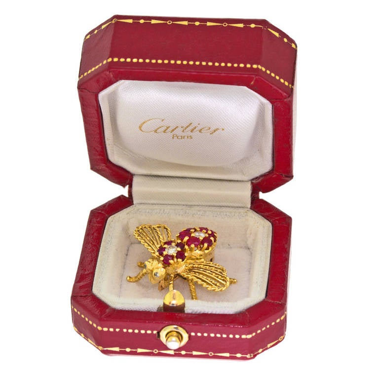 Cartier Ruby Diamond Bee Pin at 1stDibs | cartier bee