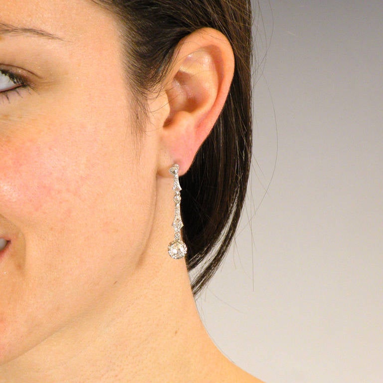Antique Diamond Dangle Earrings at 1stDibs