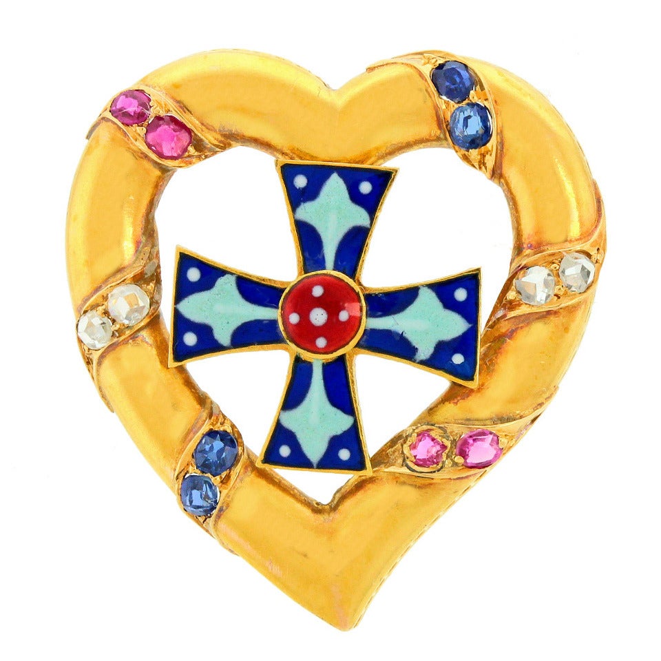 Antique French Gothic Revival Brooch at 1stDibs