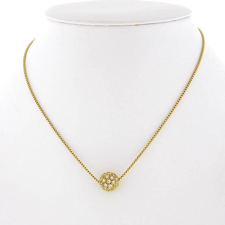 Diamond Pave Ball Necklace in Gold at 1stDibs