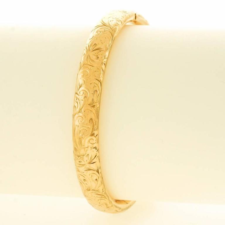 Antique Hand Engraved Gold Bangle at 1stDibs