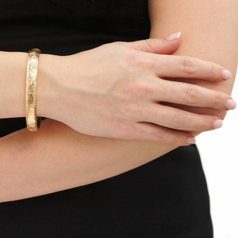 Antique Hand Engraved Gold Bangle at 1stDibs