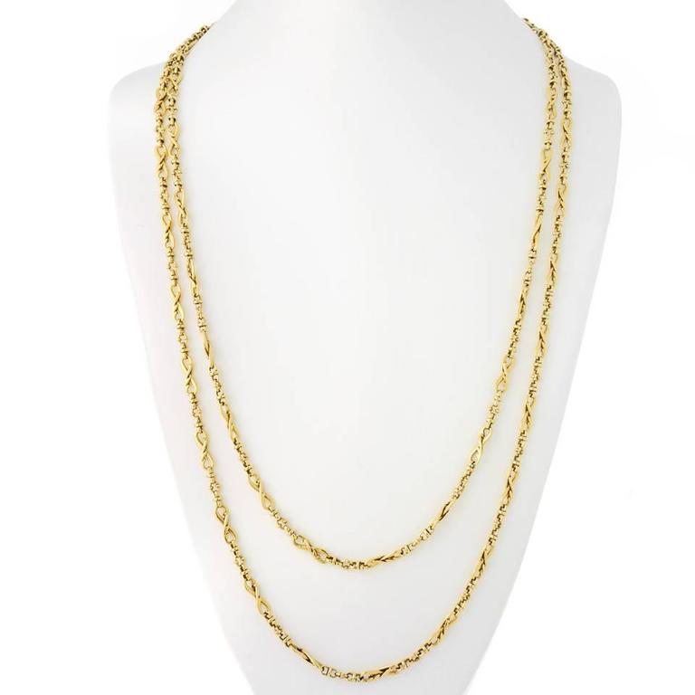 Victorian 60 inch Long Gold Chain Necklace at 1stDibs