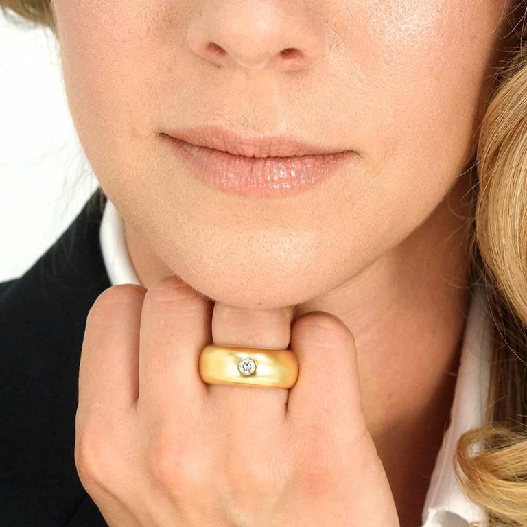 Chunky Diamond Gold Band Ring at 1stDibs