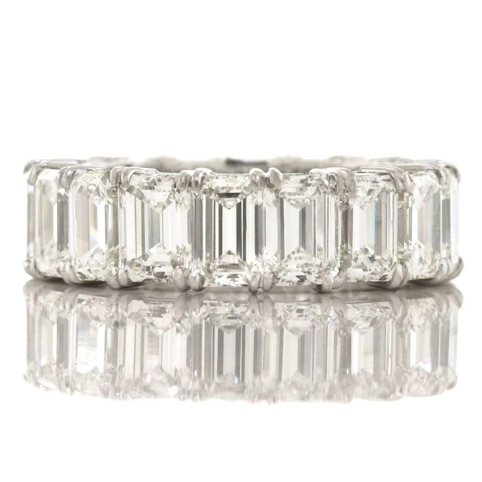 8.0 carats total weight Emerald Cut Diamond Platinum Eternity Band at ...