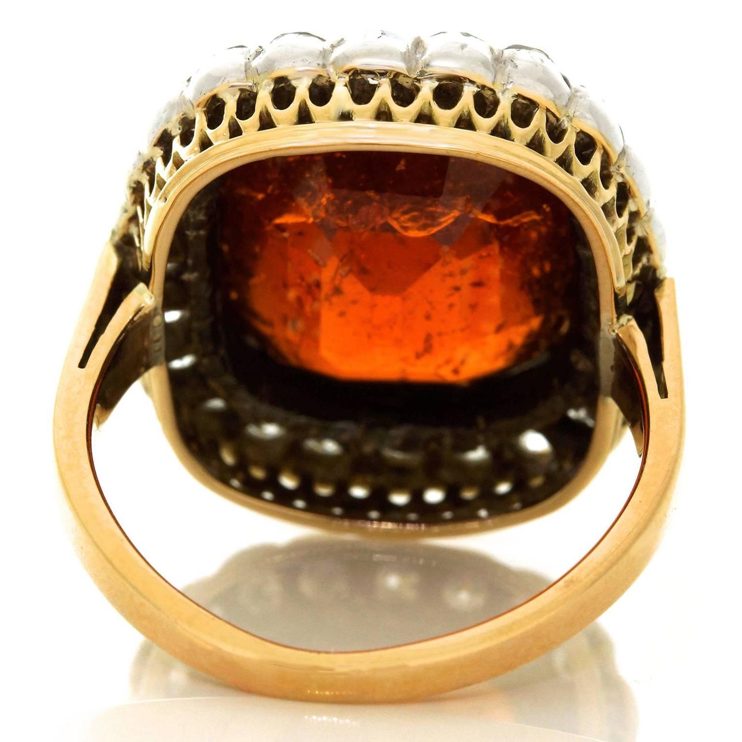 Stunning Antique Garnet Diamond Gold Ring at 1stdibs