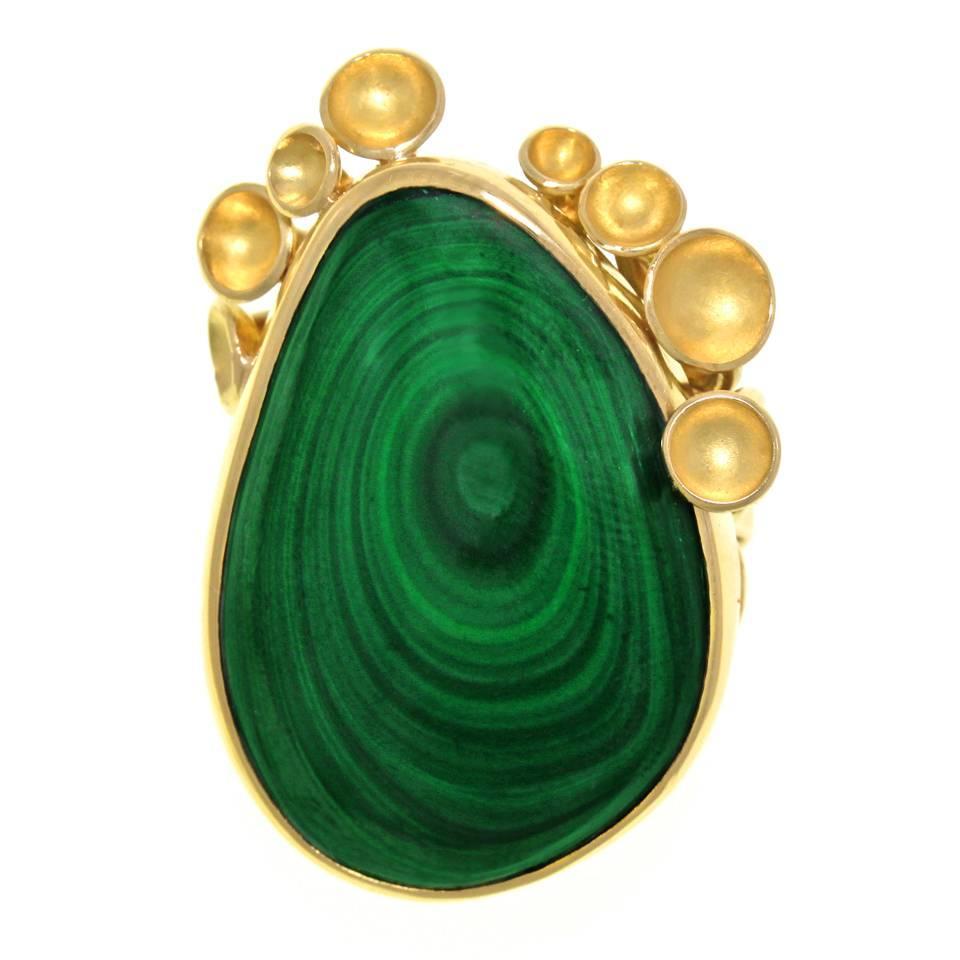 Modernist Malachite Gold Ring at 1stdibs