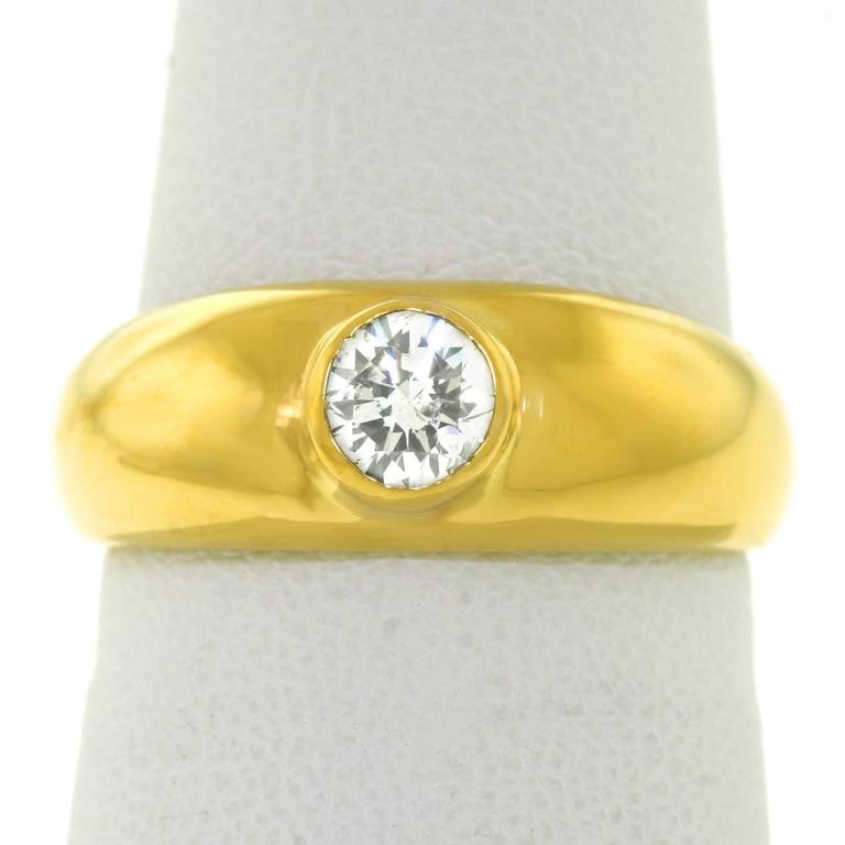 Art Deco Gypsy-Set Diamond Gold Stacking Ring at 1stDibs