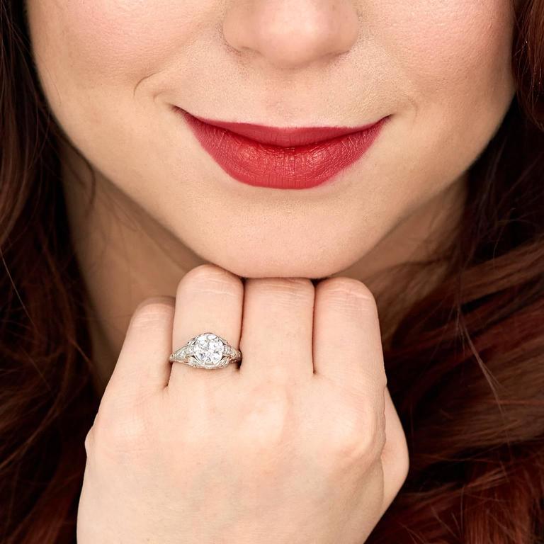 Art Deco Diamond Engagement Ring at 1stDibs