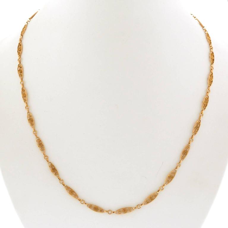 Antique French 24-inch Filigree Necklace in Gold at 1stDibs | filigree ...