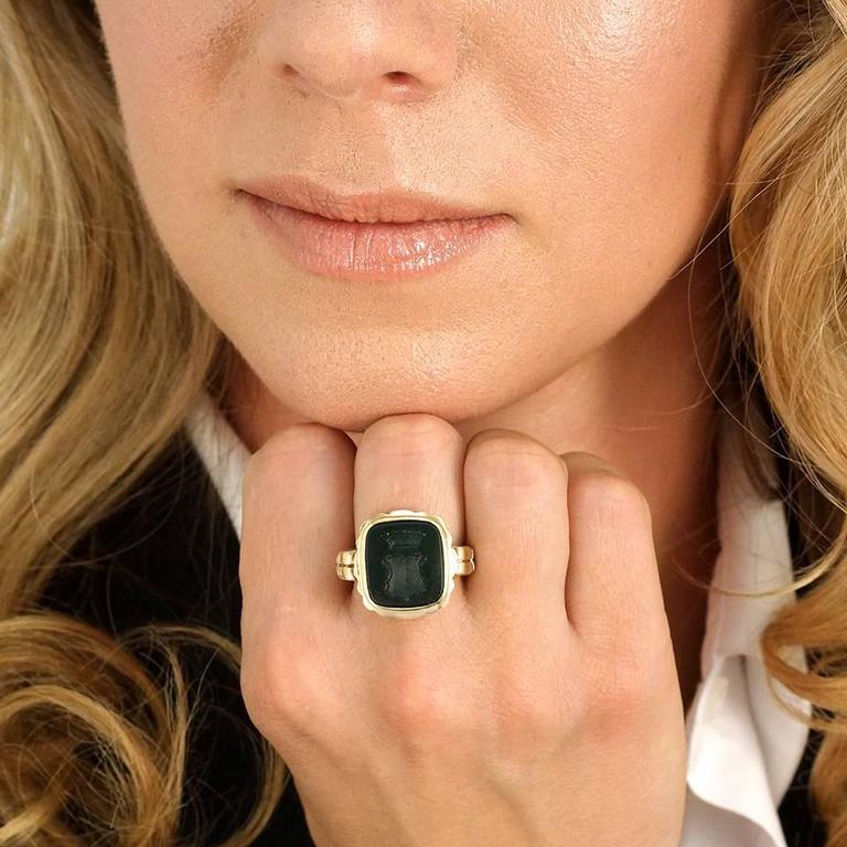 Royal Crest Bloodstone Gold Signet Ring at 1stDibs