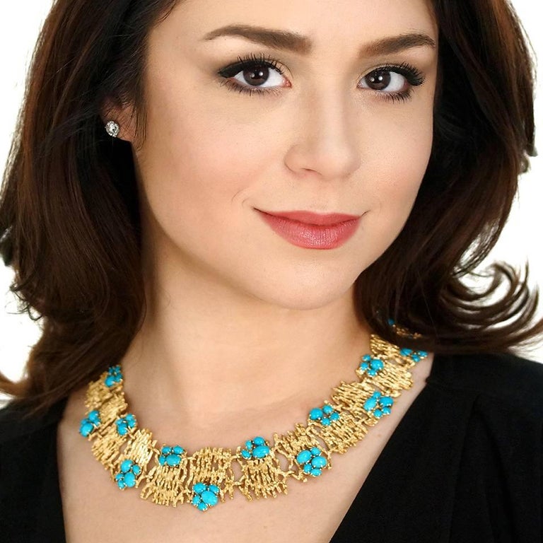 Modernist Persian Turquoise and Gold Necklace at 1stDibs | persian gold ...