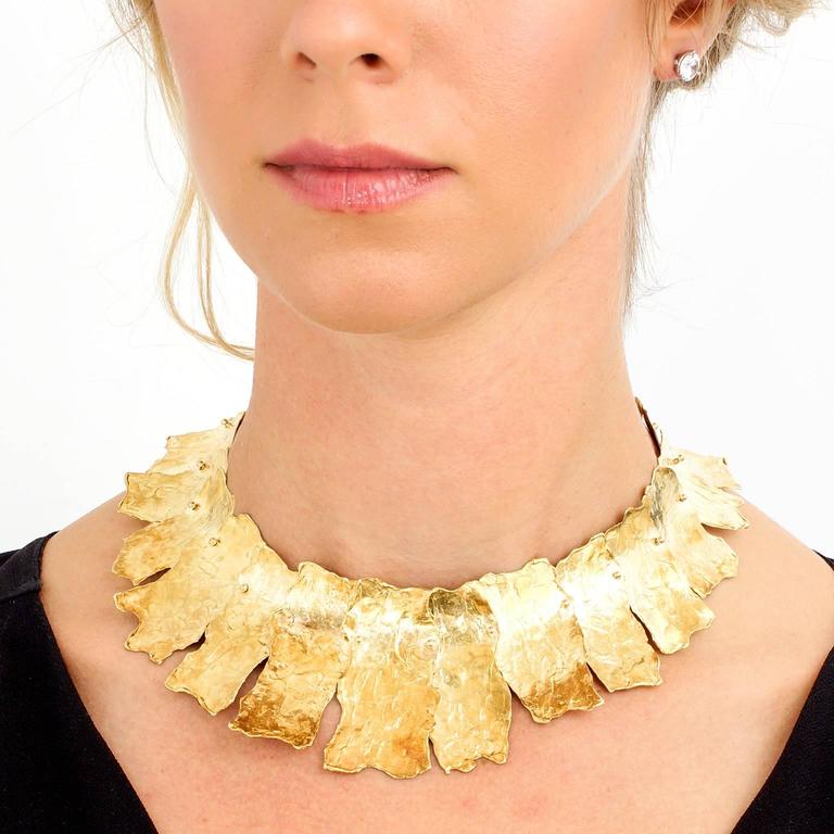 Spectacular Ed Wiener Modernist Gold Necklace at 1stDibs