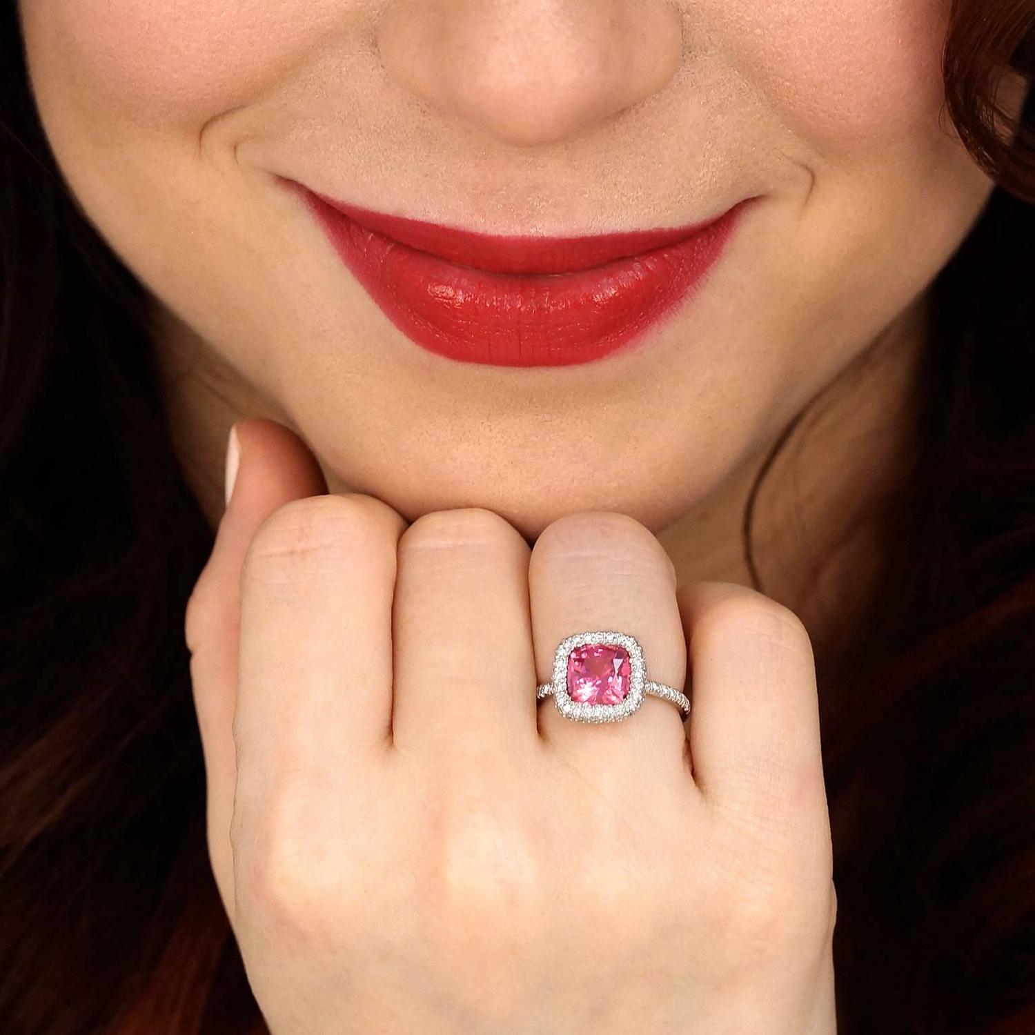 Natural Pink Mahenge Spinel Platinum Ring GIA Report For Sale at 1stdibs