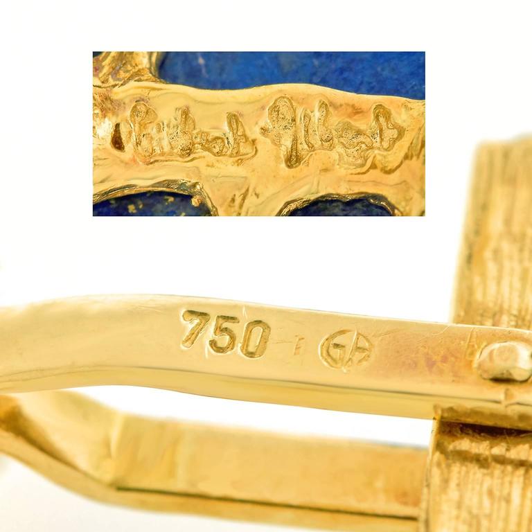 Gilbert Albert Lapis-set Gold Cufflinks For Sale at 1stDibs