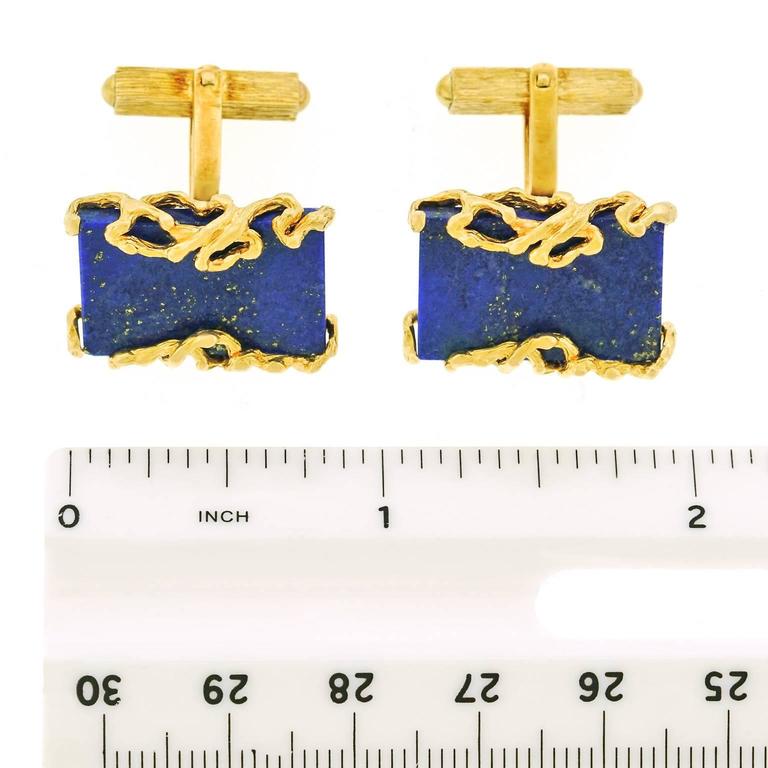 Gilbert Albert Lapis-set Gold Cufflinks For Sale at 1stDibs
