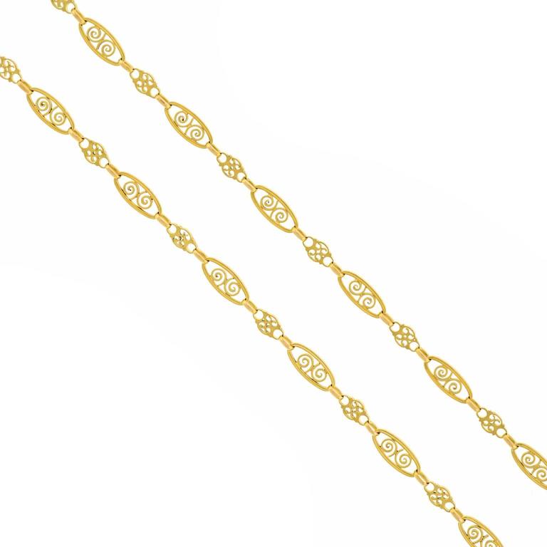 Antique French Filigree Gold Necklace For Sale at 1stDibs | antique ...