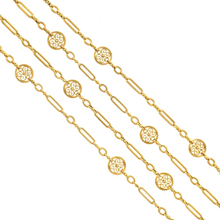Antique French 44-Inch Gold Filigree Necklace at 1stDibs | french ...