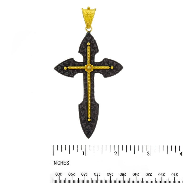 Massive Gothic Revival Bog Oak and Gold Cross For Sale at 1stDibs