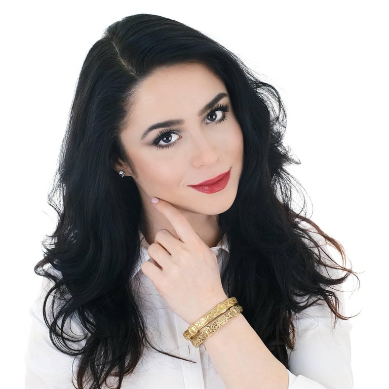 Riker Brothers Gold Art Nouveau Bangle at 1stDibs