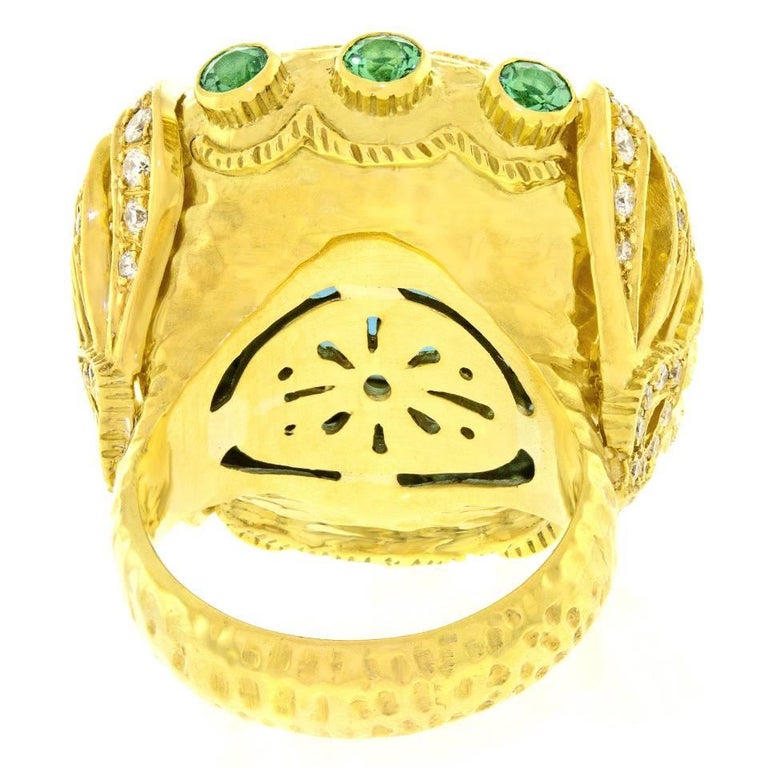 Gorgeous Organo Chic Aquamarine Diamond and Gold Ring For Sale at 1stDibs