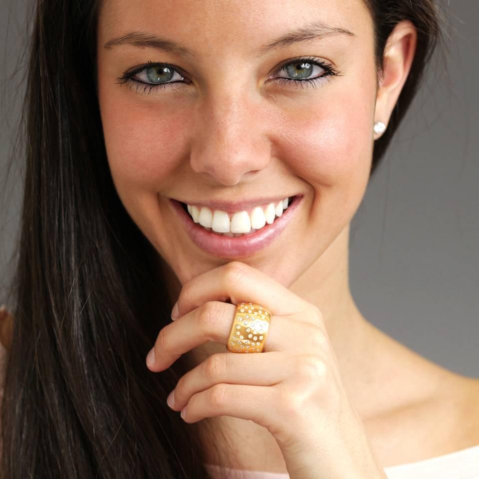 Wide Modernist Gypsy Set Diamond Gold Ring at 1stDibs | gypsy set ring