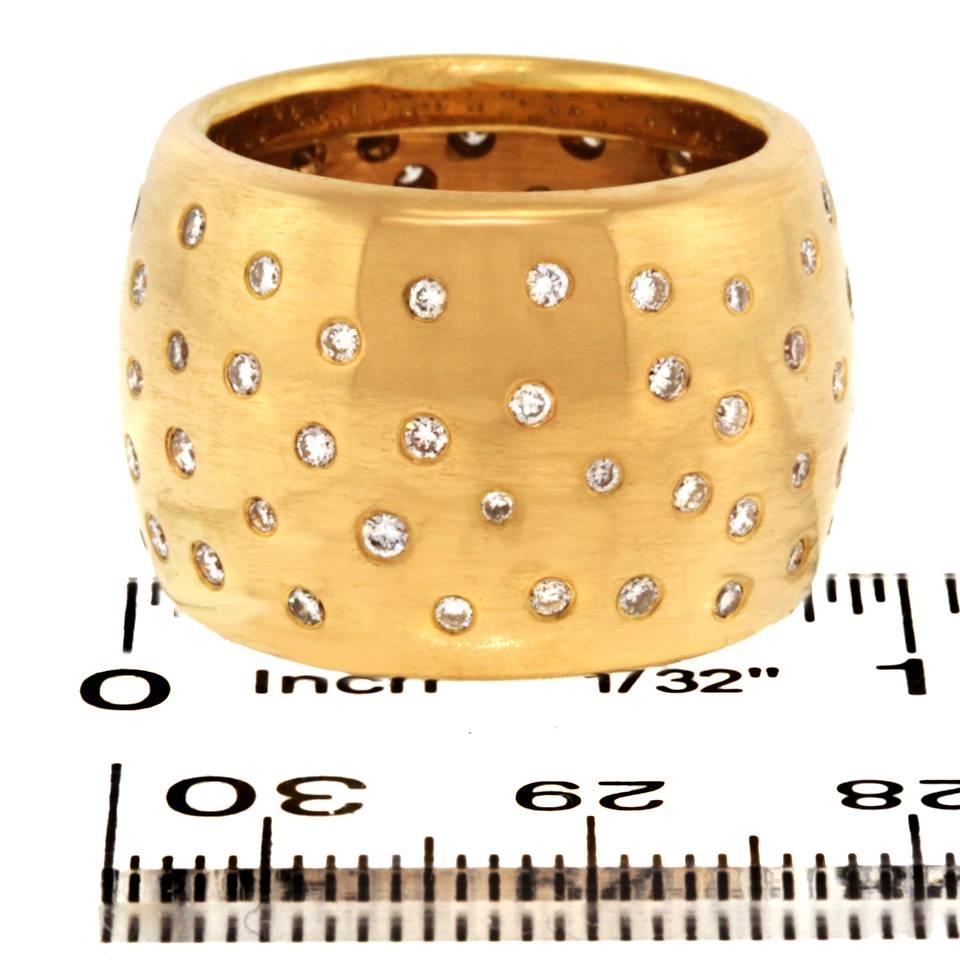 Wide Modernist Gypsy Set Diamond Gold Ring at 1stDibs | gypsy set ring